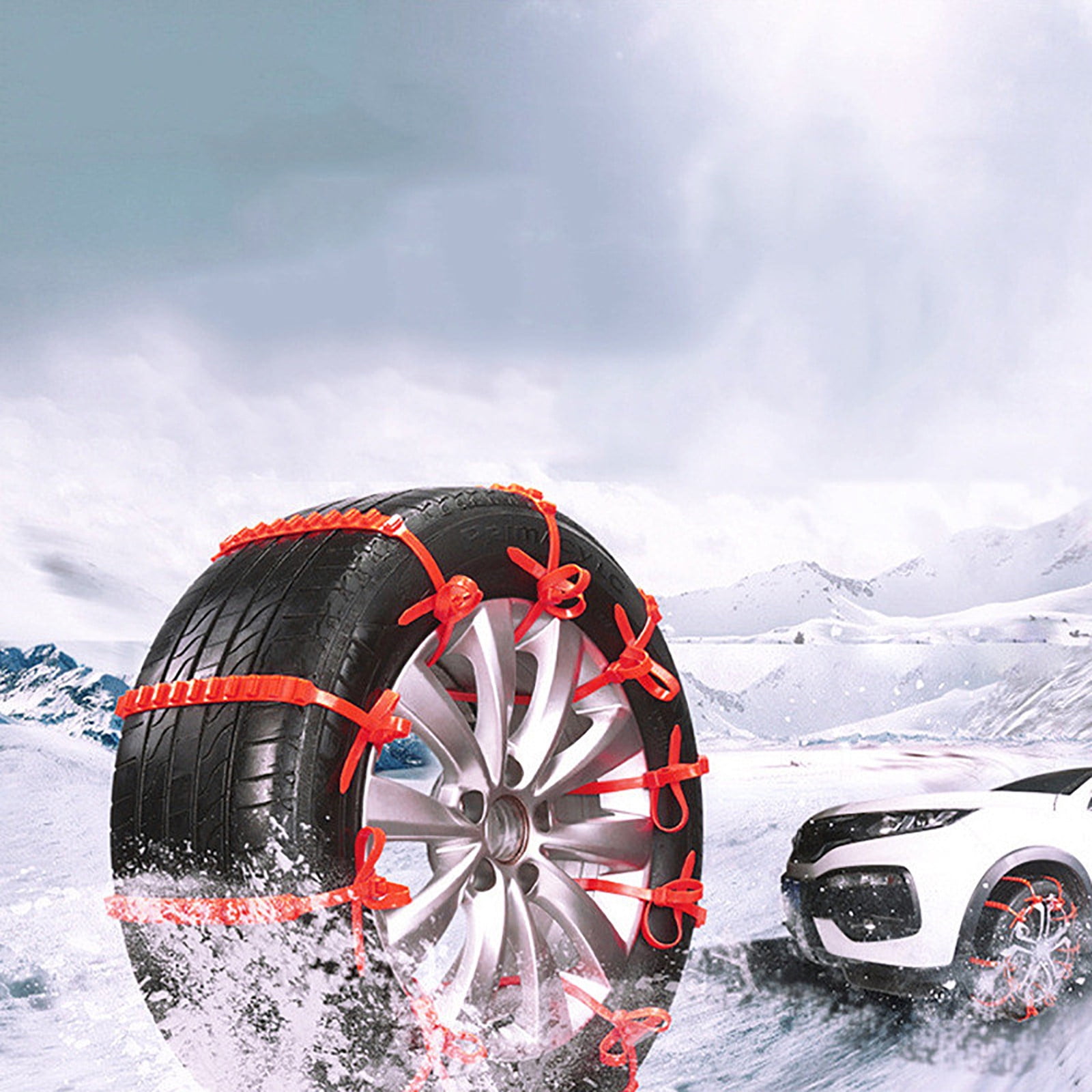 15Pcs Emergency Anti-Skid Mud Snow Survival Traction Multi-Function Car Tire Chains, Reusable ...