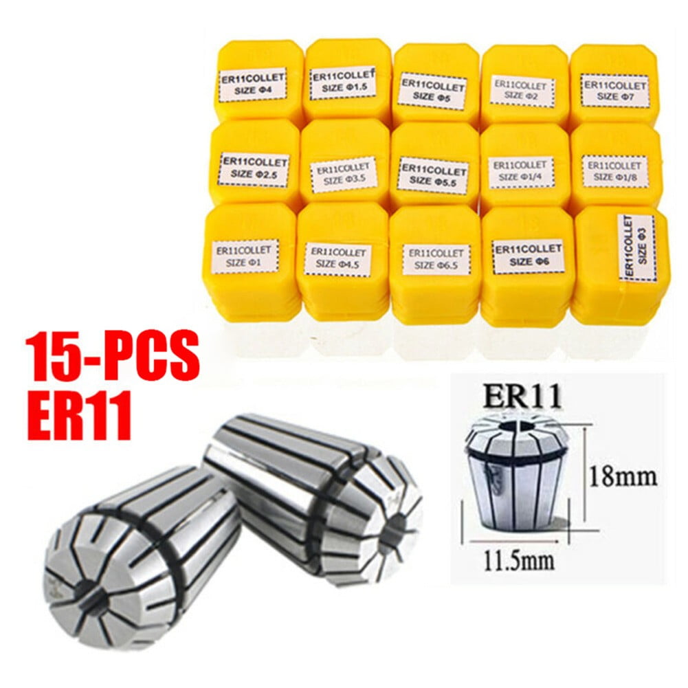15Pcs Er11 Precision Spring Collet Set Milling Lathe Cnc Chuck Bit ...