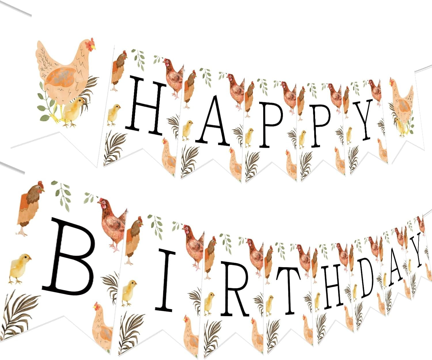 15Pcs Hen Farm Animals Birthday Banner, Chicken Themed Birthday Banner ...