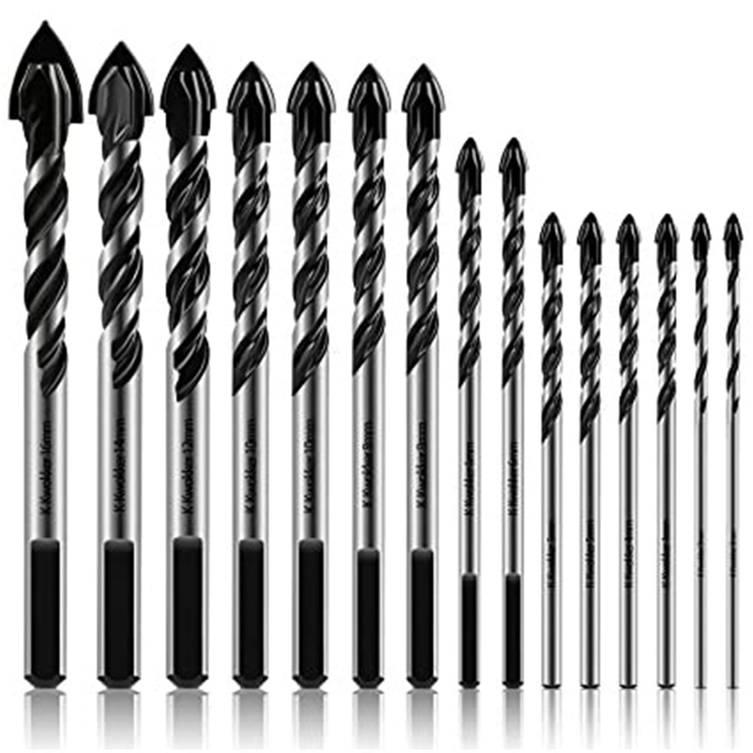 15-Piece Concrete & Metal Masonry Drill Bit Set, Tungsten Carbide ...