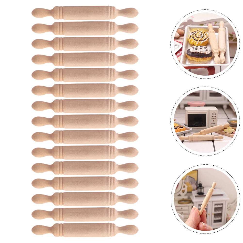 PENIKOKO 15Pcs Small Rolling Pin Wooden Model for Simulation Kitchen ...