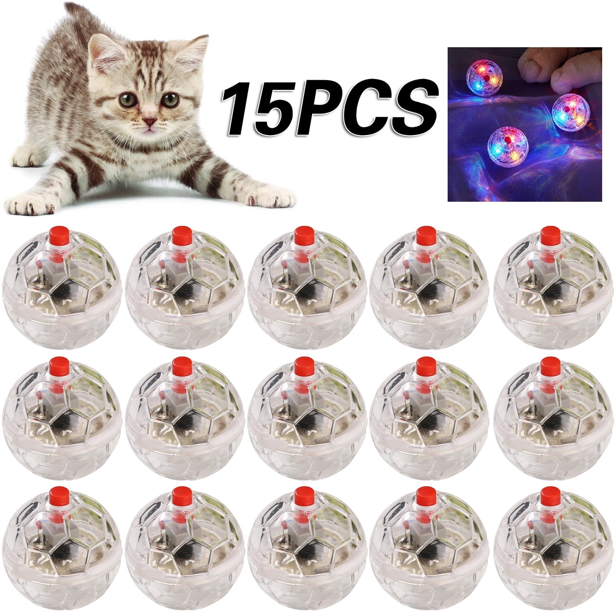 15Pcs Motion Light Up Hunting Cat Ball For Cats Motion Activated Cat ...