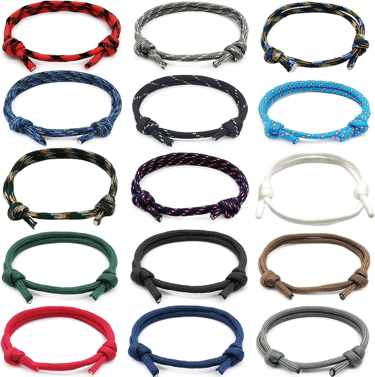 15Pcs Nautical Braided Handmade Rope String Adjustable Bracelets For ...