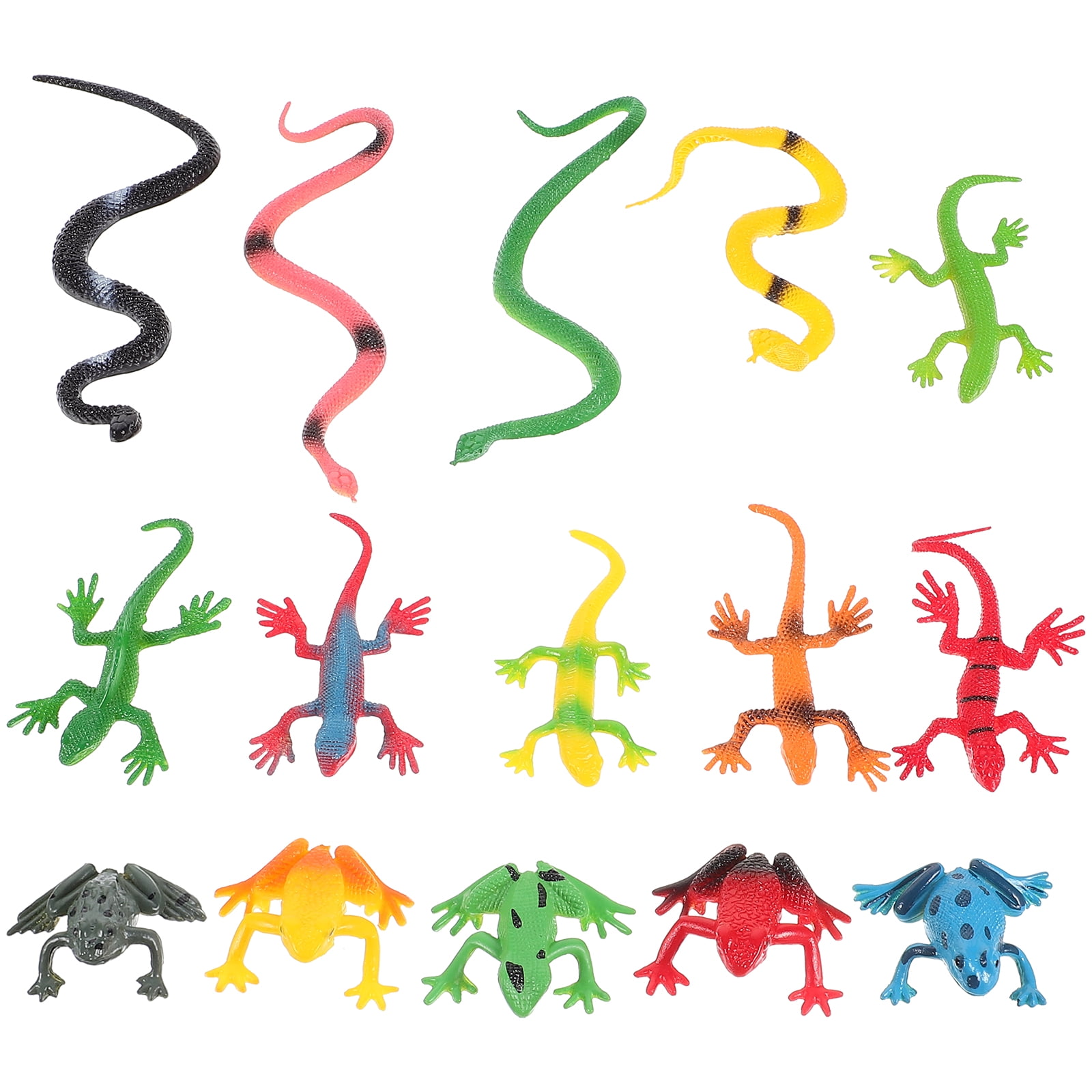 15Pcs Plastic Reptile Toys Snake Lizards Frog Toys Animal Cognition ...