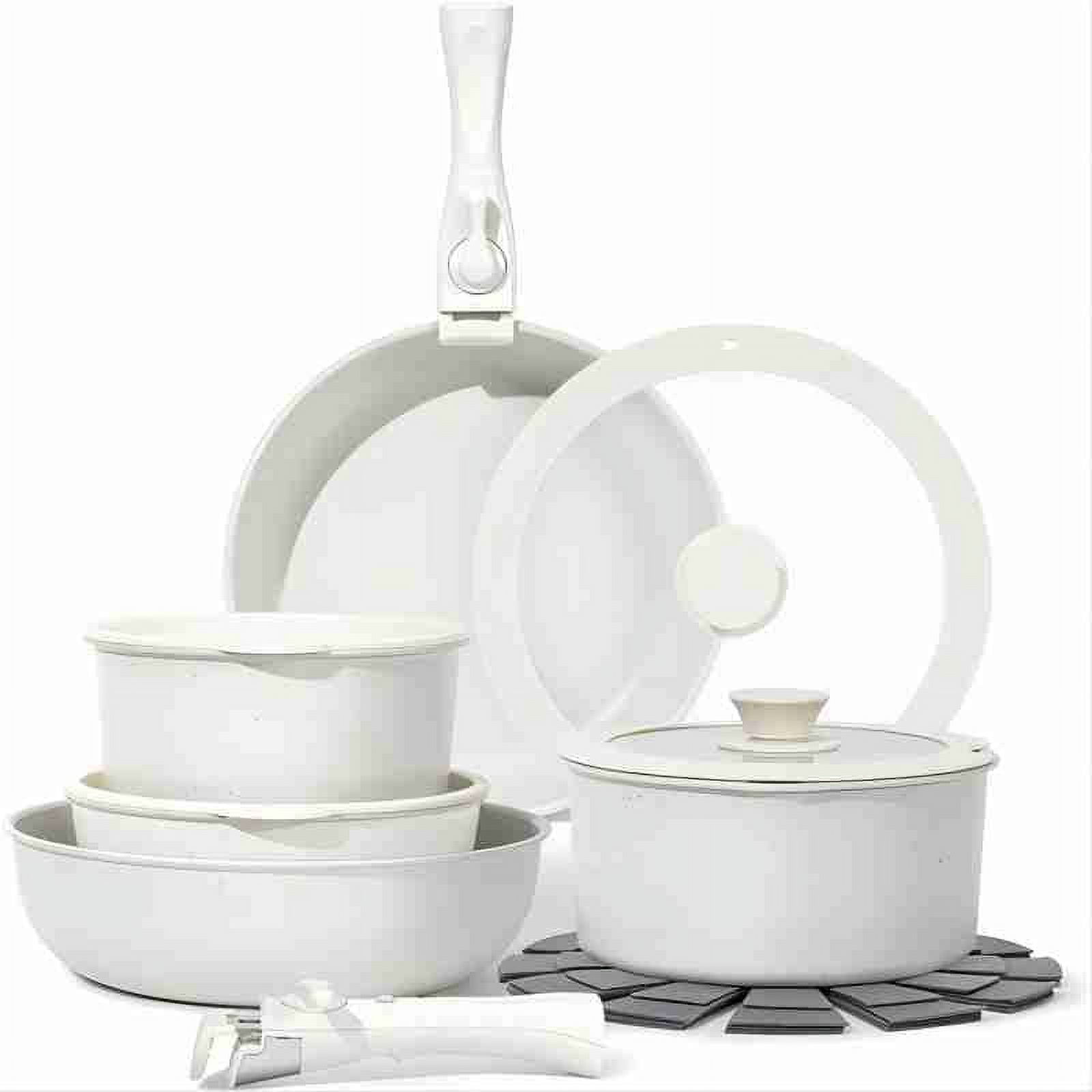 15Pcs Pots and Pans Set Non Stick, Cookware Sets with Detachable Handle ...