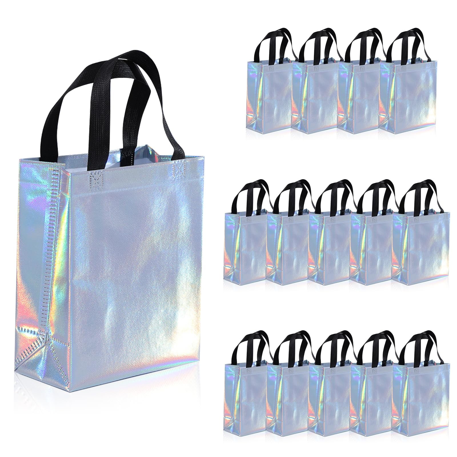 15Pcs Reusable Gift Bags With Handles,Iridescent Gift Bags,Medium ...