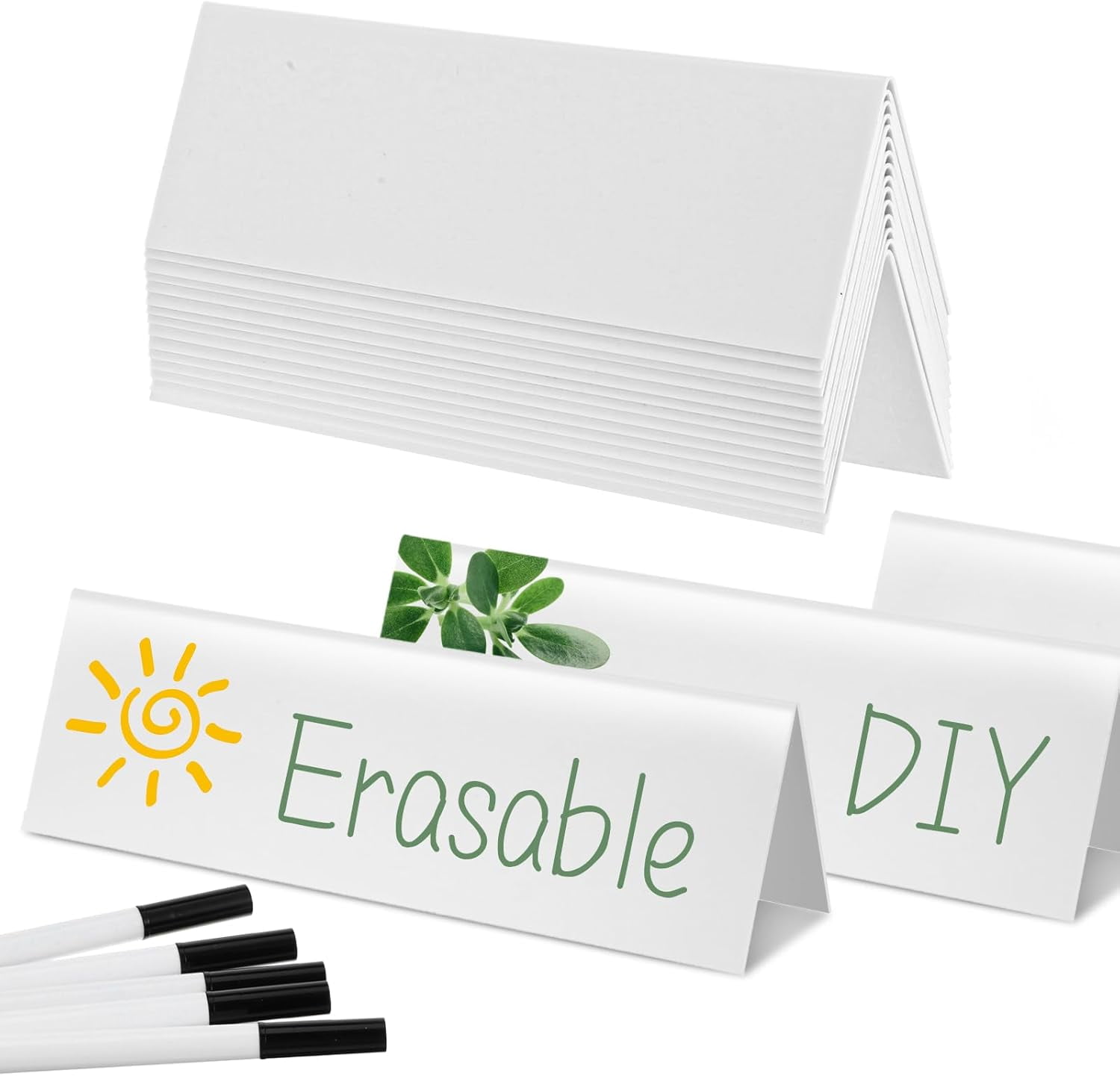 15Pcs Reusable Name Tent Cards with Black Markers Dry Erase Name Plate ...
