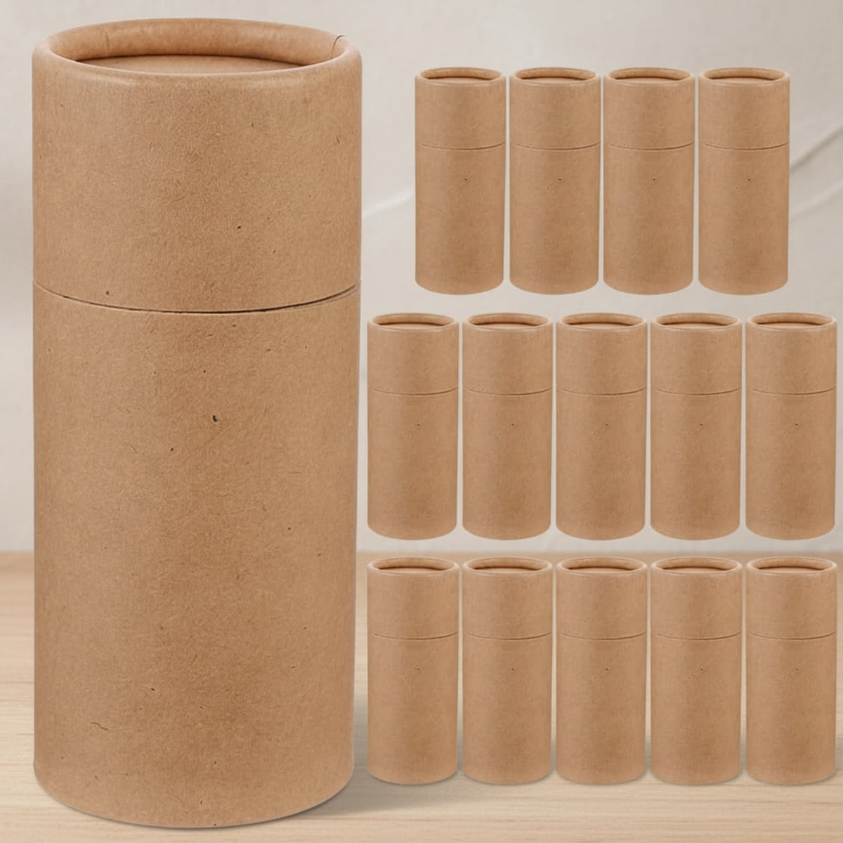 15Pcs Round Kraft Gift Boxes Packaging Tubes with Lids for Essential ...