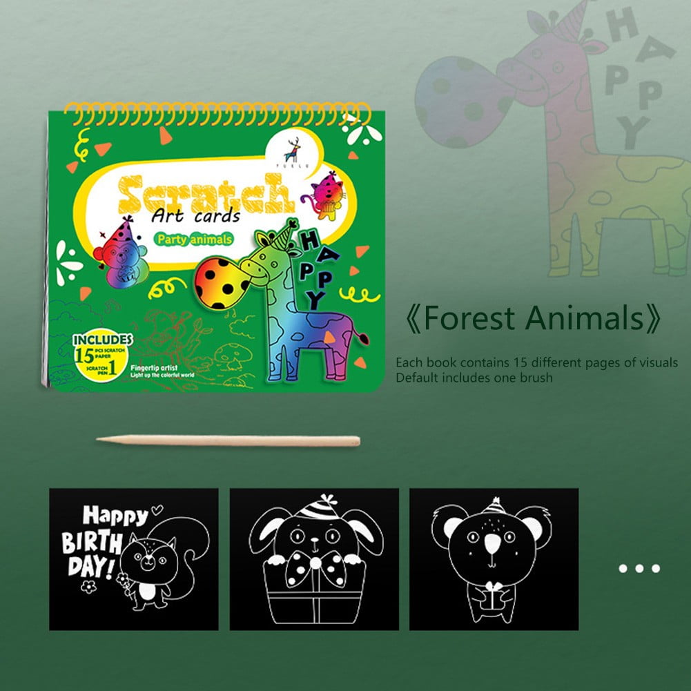 15PCS Scratch Paper Set with pattern Rainbow Off Scratch Paper Craft ...