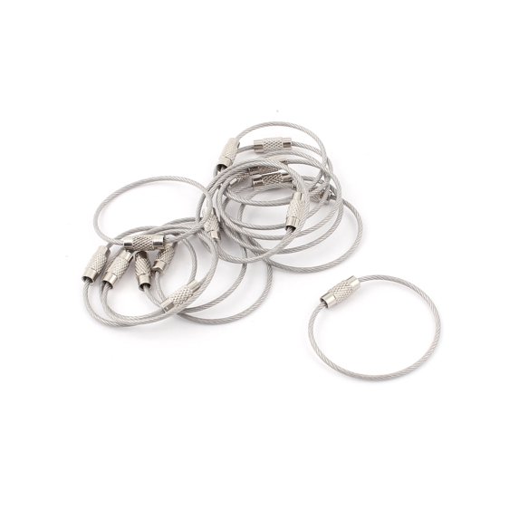 15Pcs Screw Buckle Steel Cable Wire Rope Key Ring Holder Keychain ...