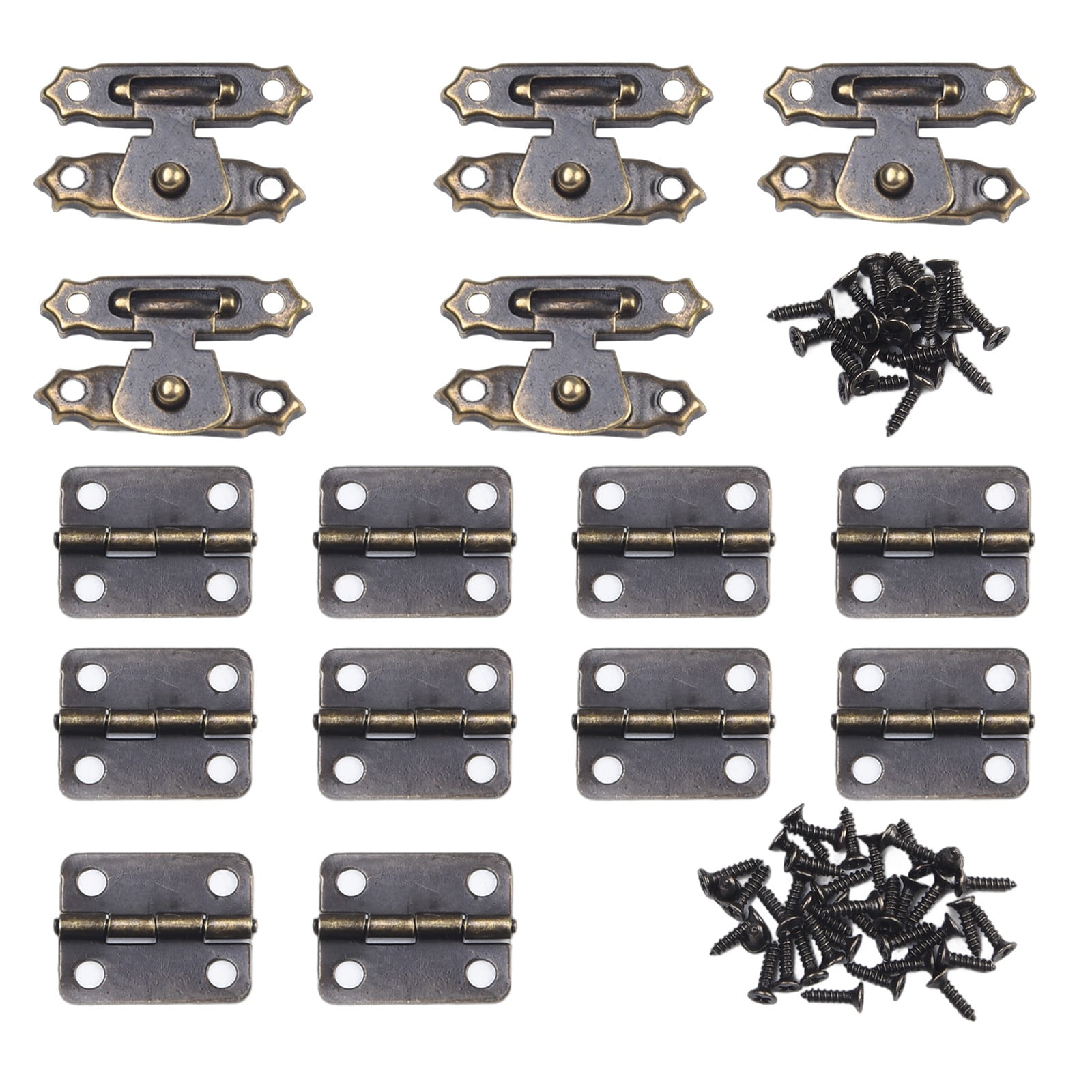 15Pcs/Set Antique Bronze Hinges 16*12Mm With Box Latch Hasp Clasps 26 ...