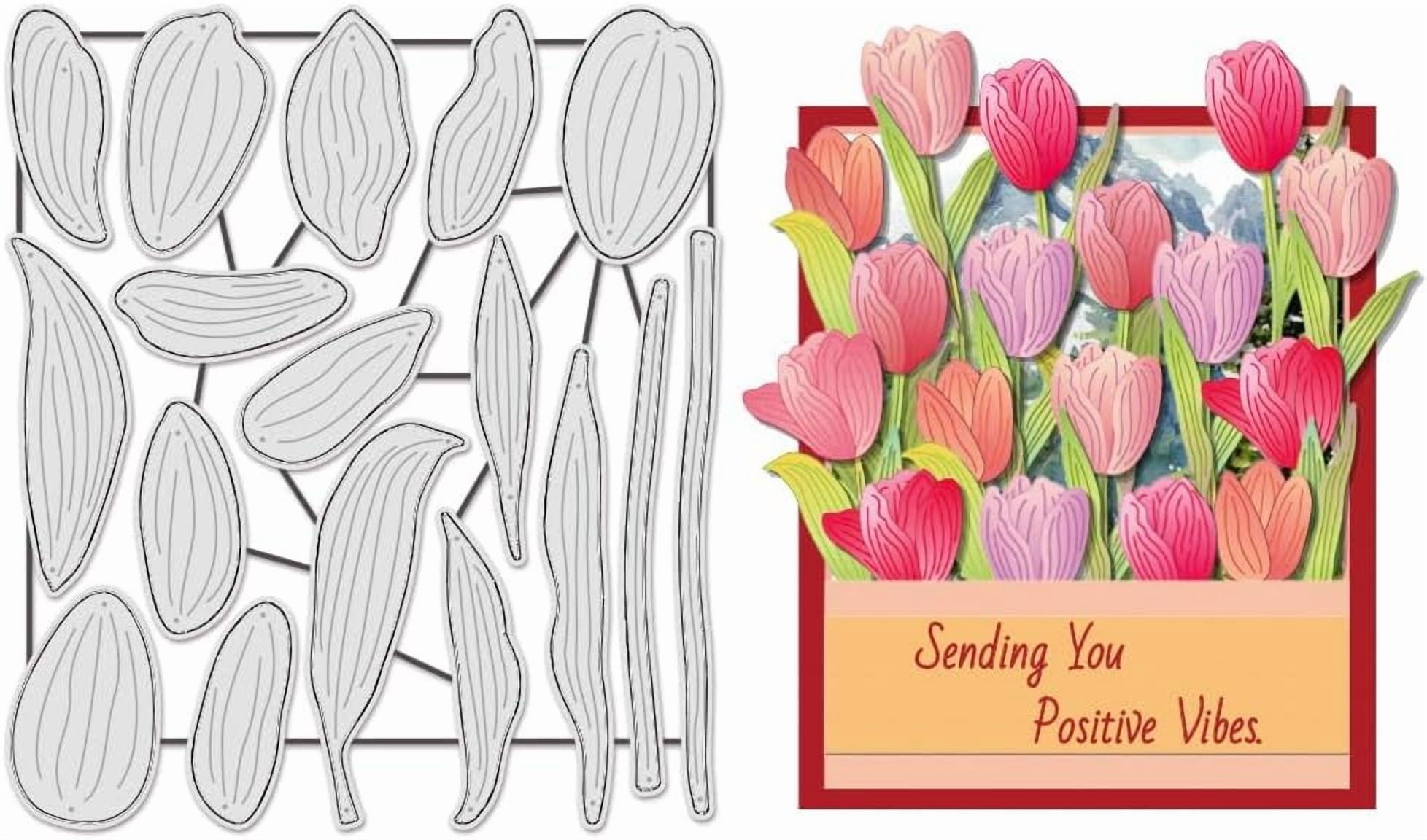 15Pcs/Set Combined Tulips Cutting Dies DIY for Card Making Tulip Flower ...