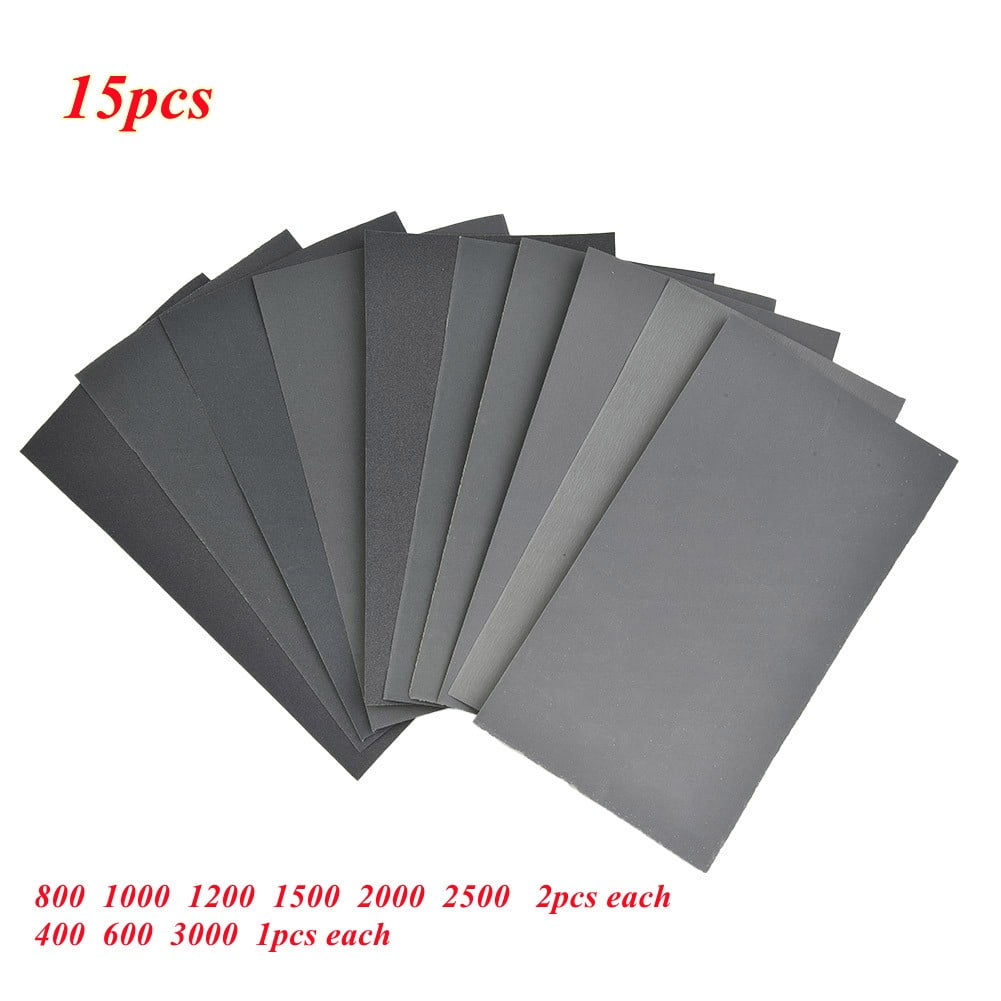 15Pcs/Set Sandpaper 400/600/3000/800/1000/1200/1500/2000/2500 Grit Sand ...