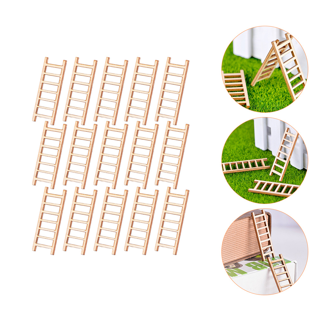 15Pcs Simulation Mini Ladder Wooden Decor Delicate Desktop Ladder Model ...