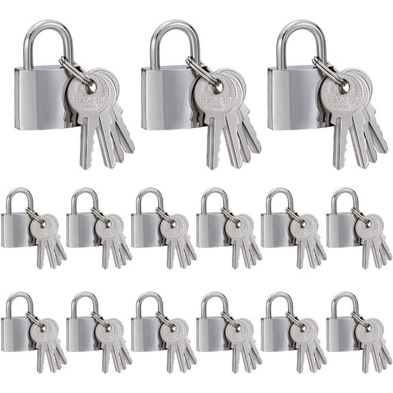 15Pcs Solid Steel Keyed Different Padlocks 0.83 Inch Heavy Duty Steel ...