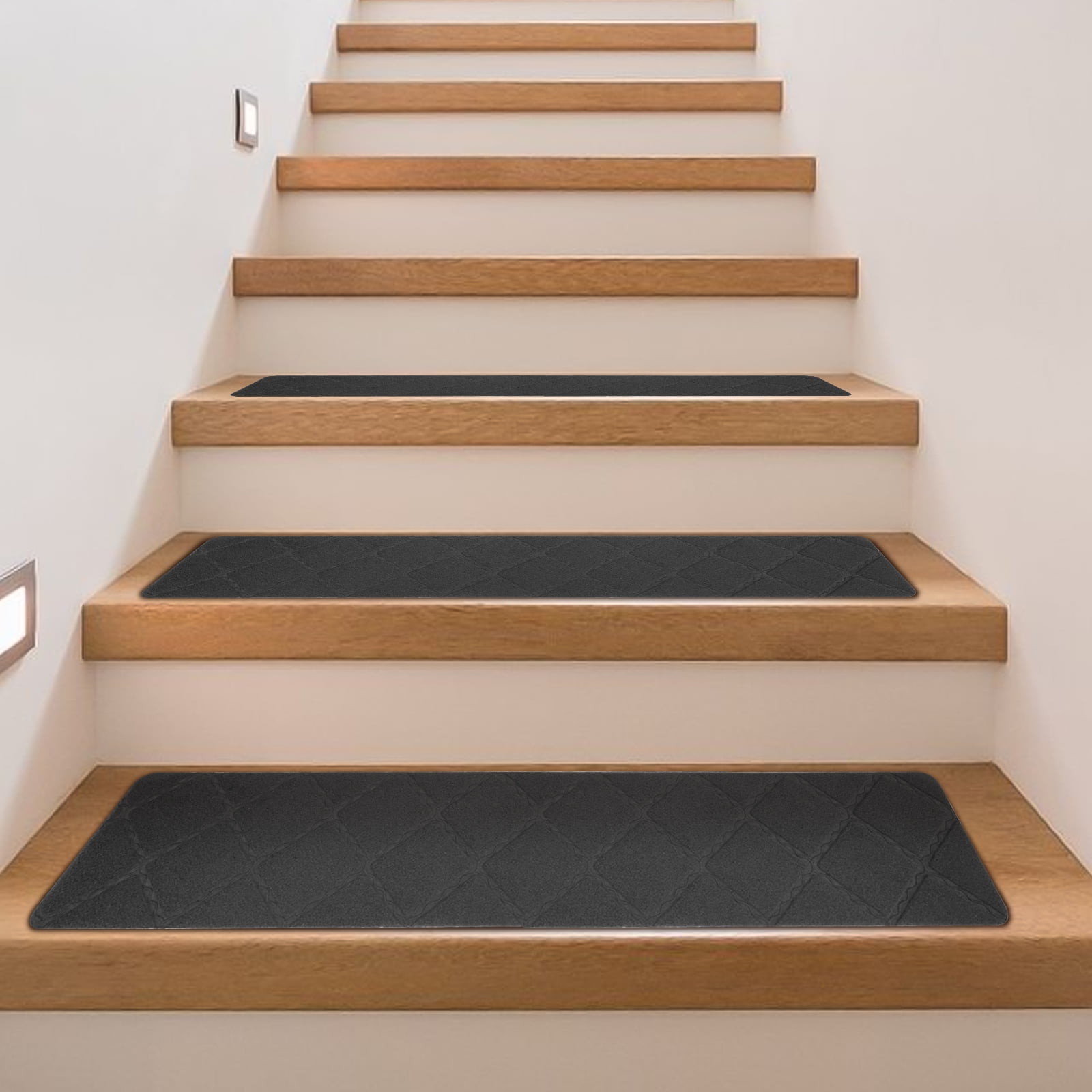 15Pcs Stair Treads Carpet Fibre Based Adhesive Free Self Sticking Stair ...