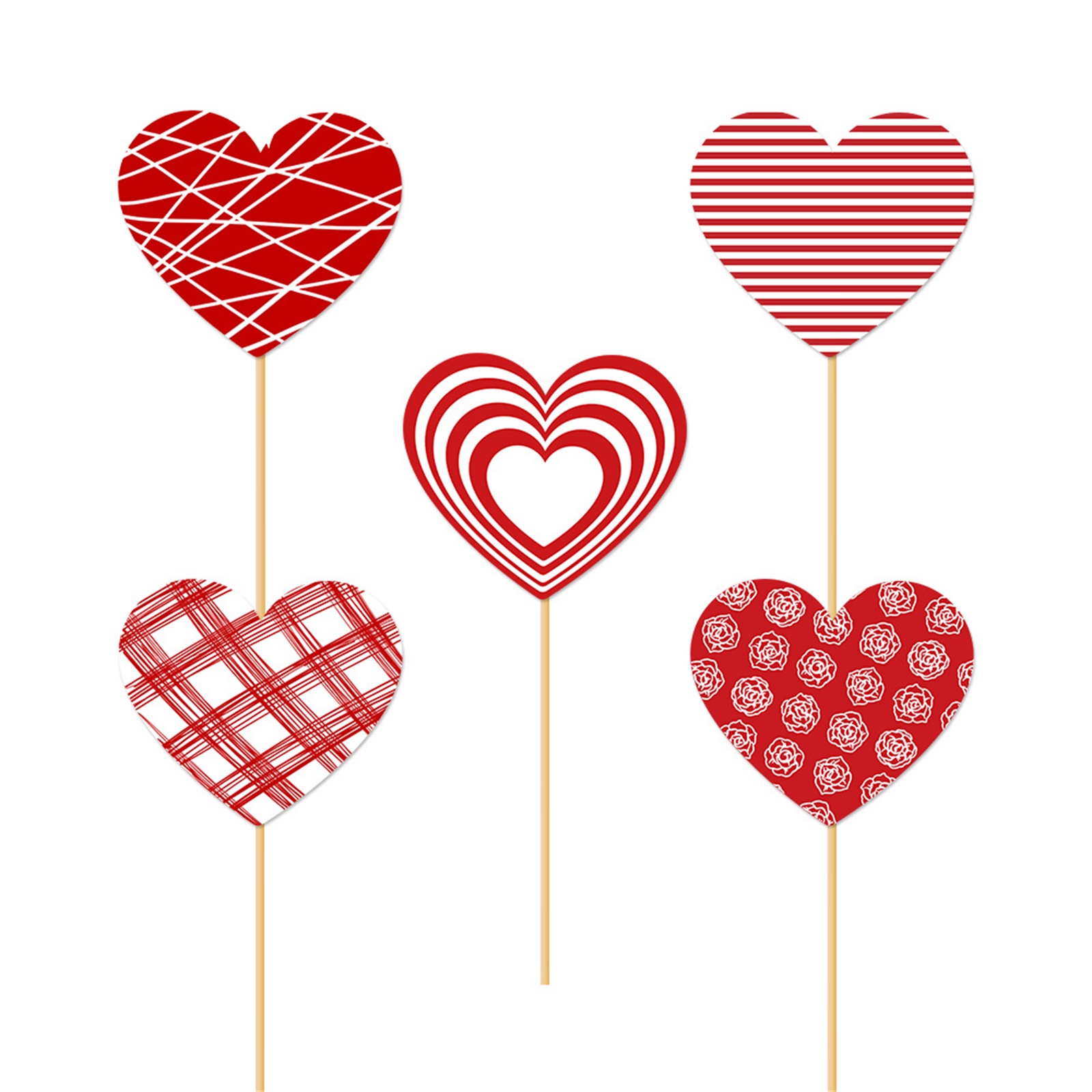 15Pcs Valentine's Day Heart Floral Picks Centerpiece Sticks Vase ...