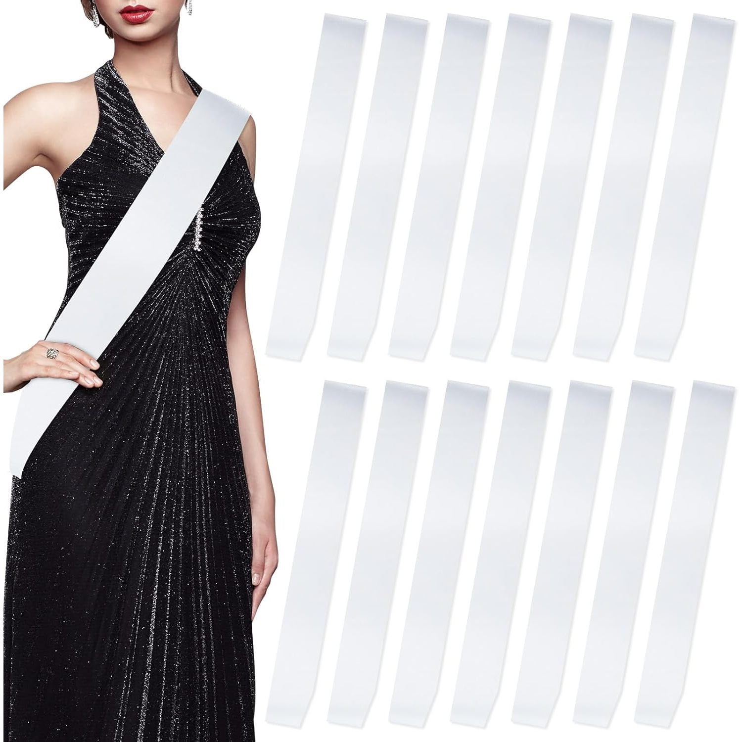 15Pcs White Sashes Blank Satin Sashes for Pageants Sublimation Blanks ...