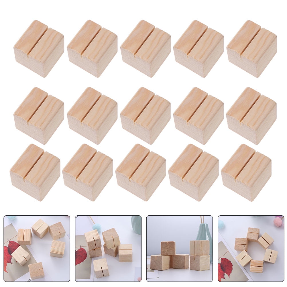 15Pcs Wood Note Holders Wood Photo Clip Base DIY Wooden Decoration for ...