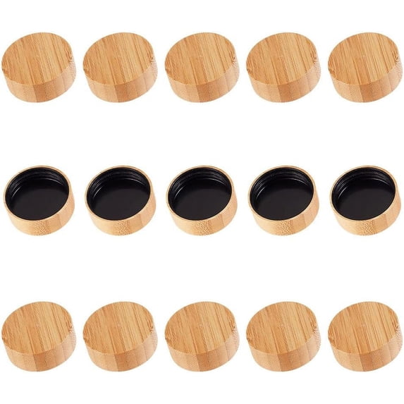 15Pcs Wood Spice Jars Lids 4 Oz Fits Square Jars 39.5mm Diameter Wooden ...
