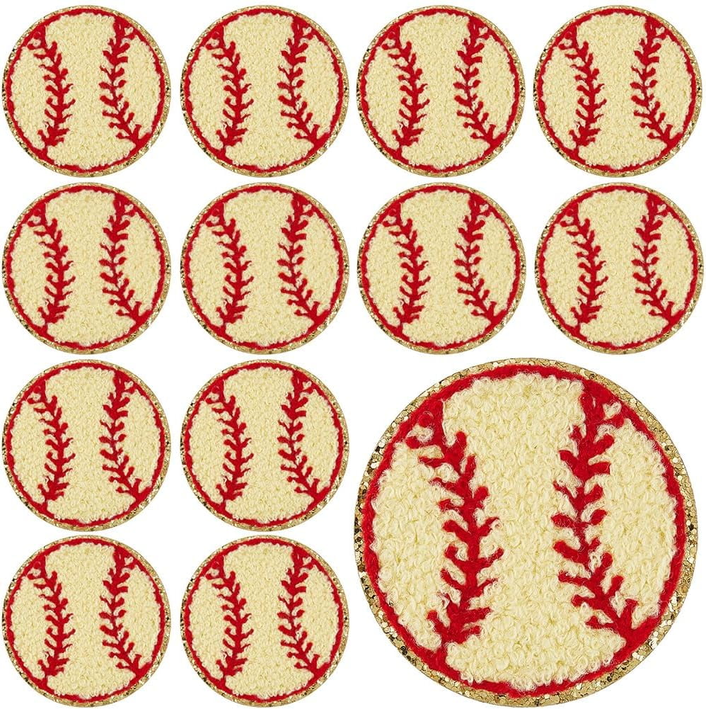 15Pcs Yellow Baseball Patches Gold Edges Baseball Applique Sports ...