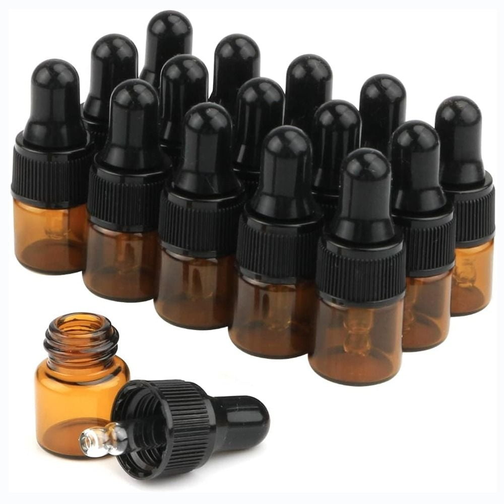 15Pcs with Black Cap Round Brown Storage Container 1ml Empty Sample ...