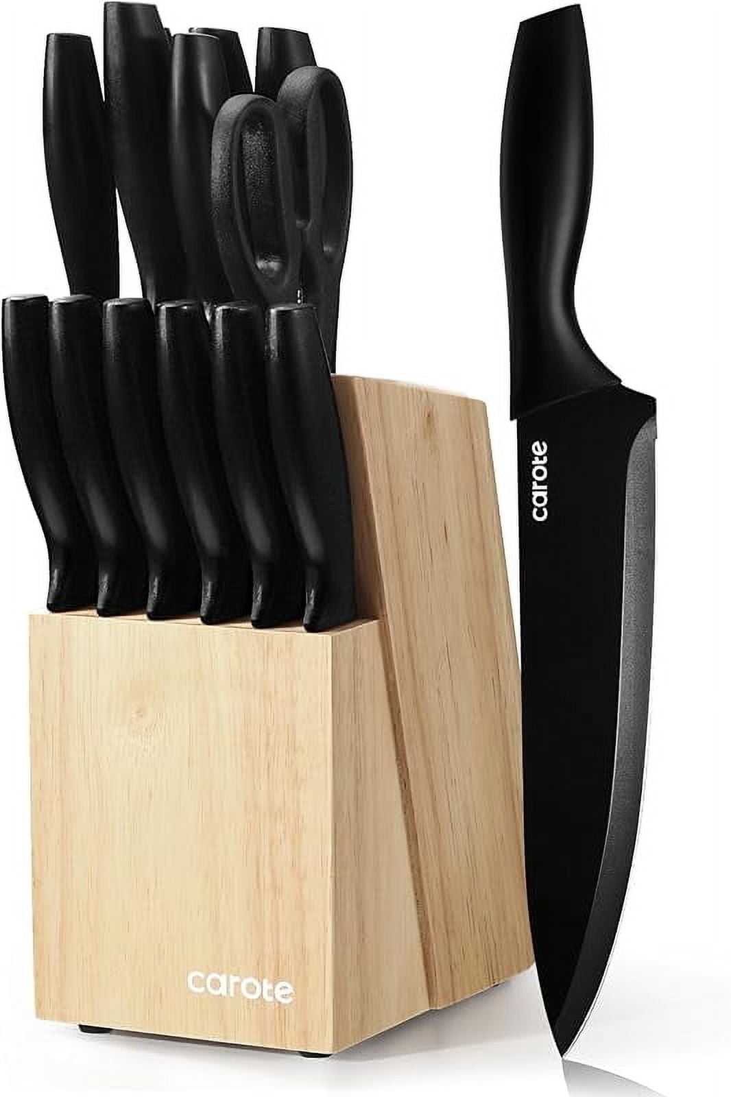 15Piece Knife Set, Kitchen Knife Block Set, Elegant Ceramic-Coated ...