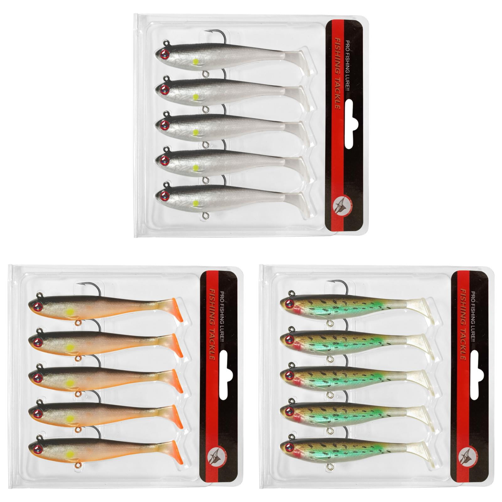 15Piece Swim For Bass Fishing Rigged Heads Soft Walleye Fishing Tail ...