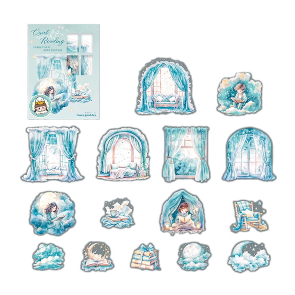 15Pieces Aesthetic Sticker Water PET Sticker for Scrapbooking Water ...