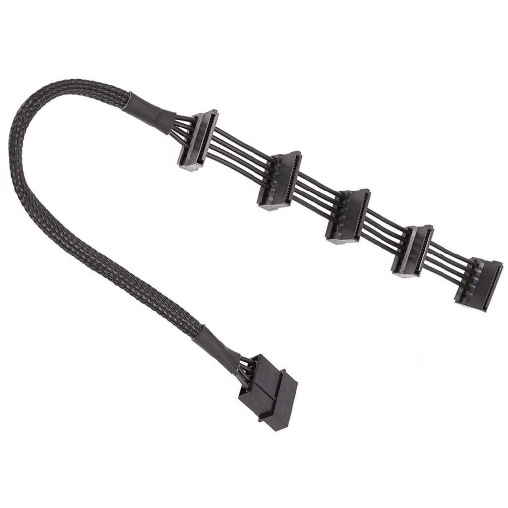 15Pin Male to 5 Port 4Pin Female Power Extension Cable Hard Drive Power ...