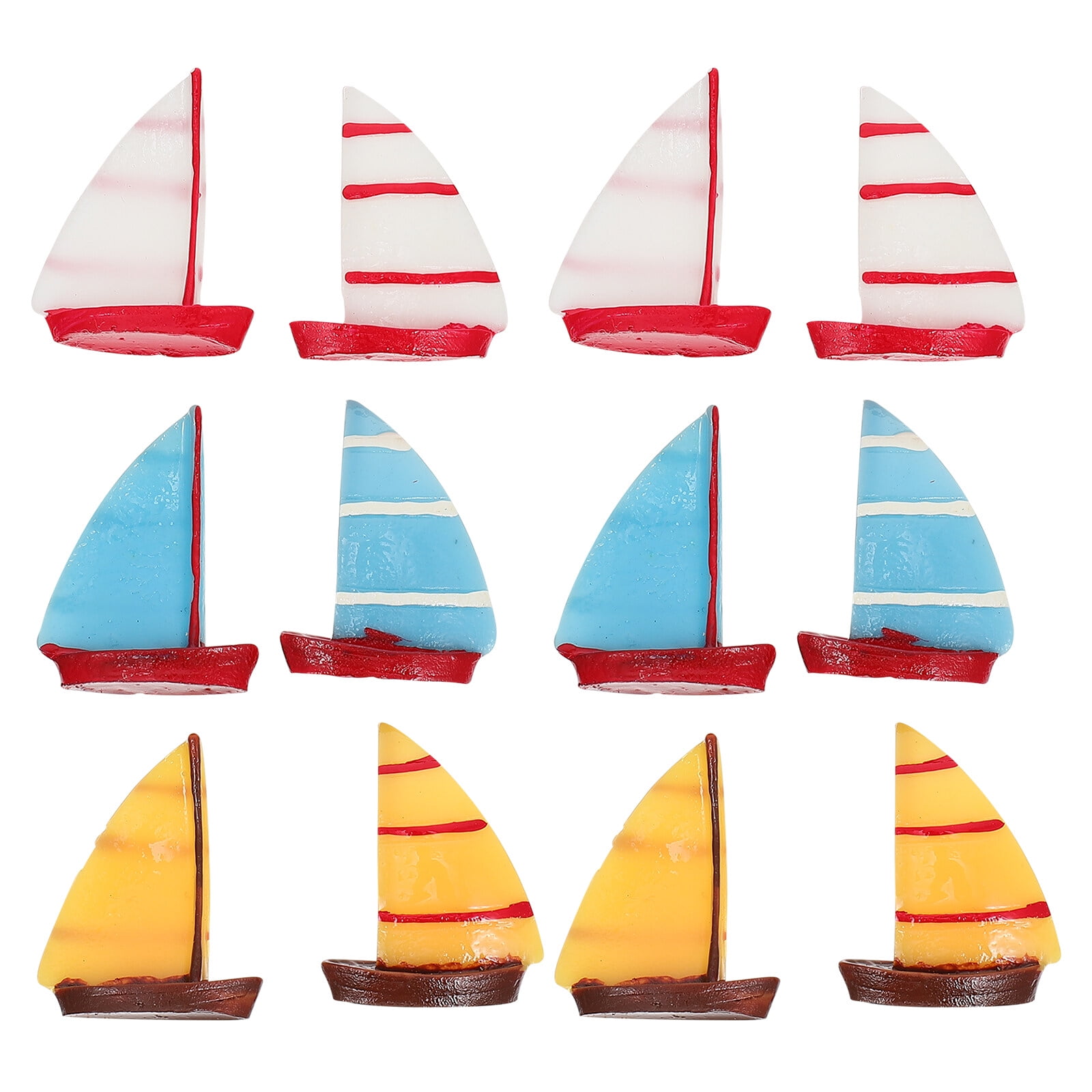 15Ps Mini Sailboat Models Realistic Boat Ornament Miniature Scene ...