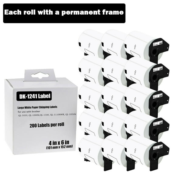 15Rolls 4"x6" Large White Paper Shipping Labels DK-1241 for Brother QL ...