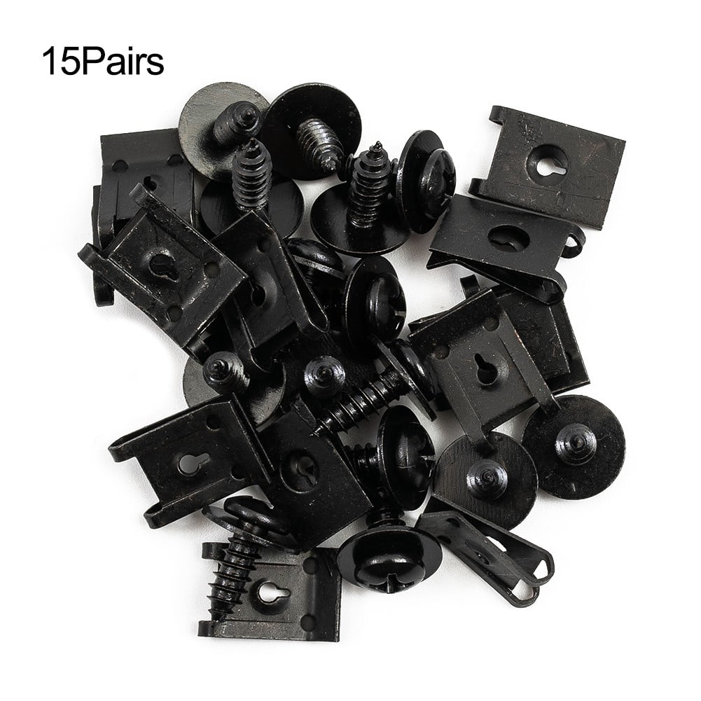 15Set Spring Metal U-Type Clip With Screw Car Bumper Fender Trim Panel Fasteners - Walmart.com