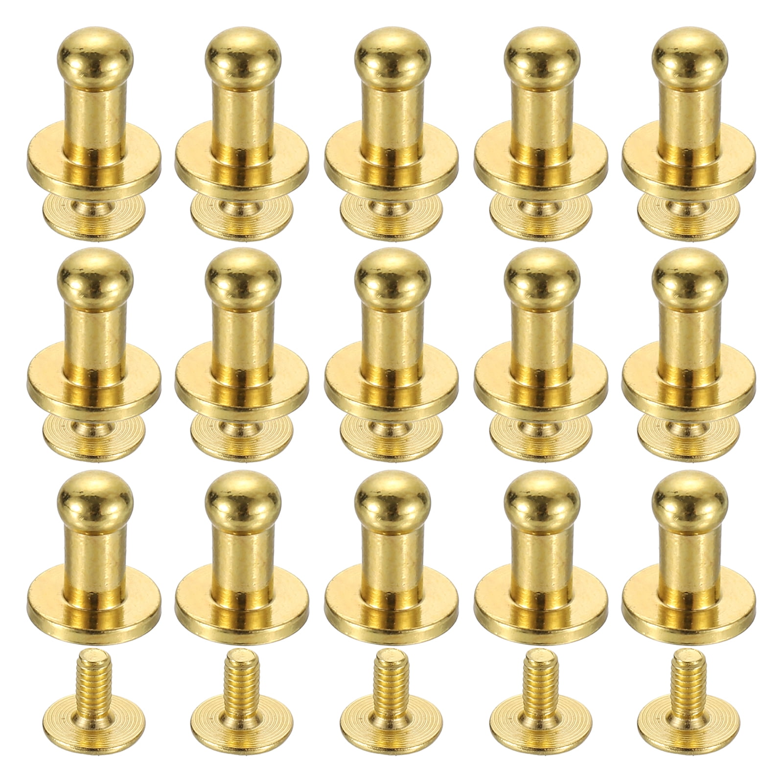 15Sets Brass Ball Head Stud Rivets, 4mm Screw Back Button Nipple Rivet ...