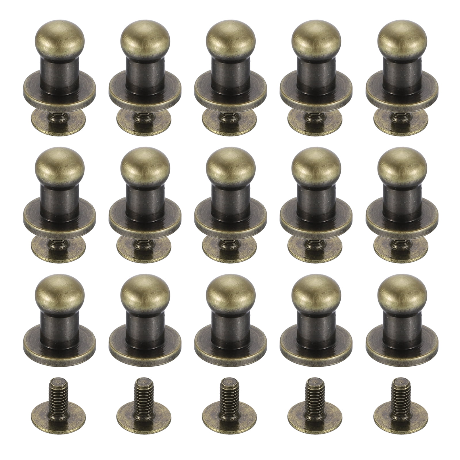 15Sets Brass Ball Head Stud Rivets, 5mm Screw Back Button Nipple Rivet ...