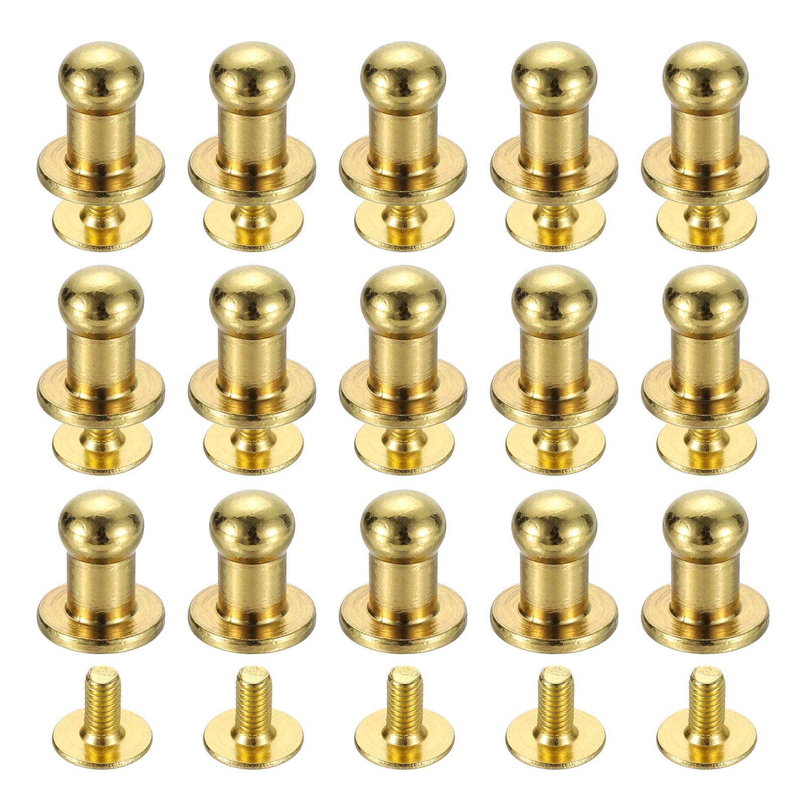 15Sets Brass Ball Head Stud Rivets, 5mm Screw Back Button Nipple Rivet ...