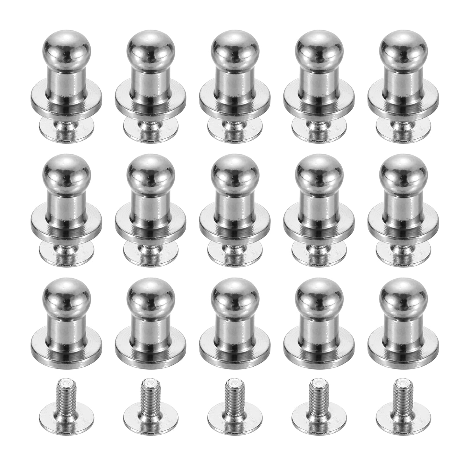 15Sets Brass Ball Head Stud Rivets, 5mm Screw Back Button Nipple Rivet ...