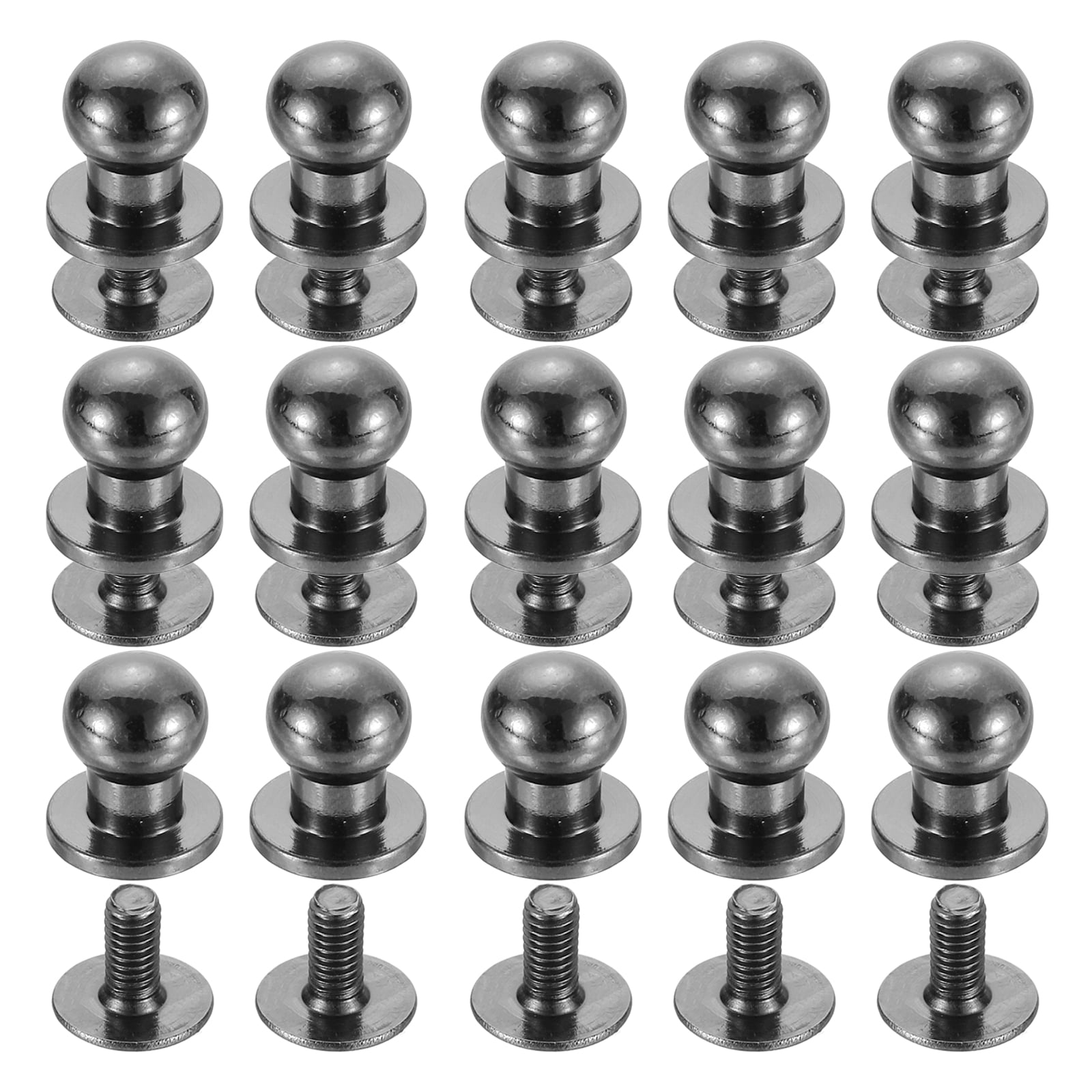 15Sets Brass Ball Head Stud Rivets, 6mm Screw Back Button Nipple Rivet ...