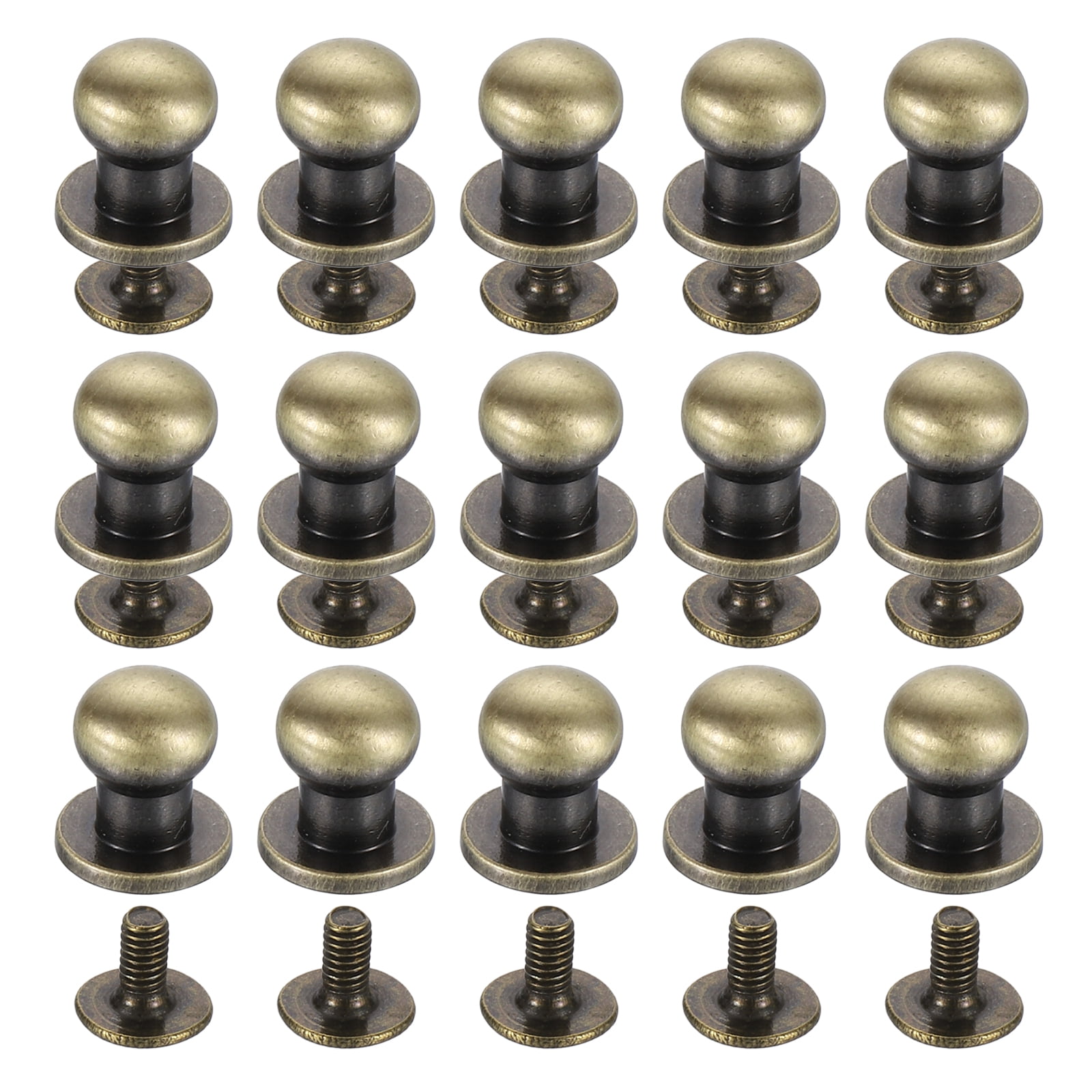 15Sets Brass Ball Head Stud Rivets, 6mm Screw Back Button Nipple Rivet ...
