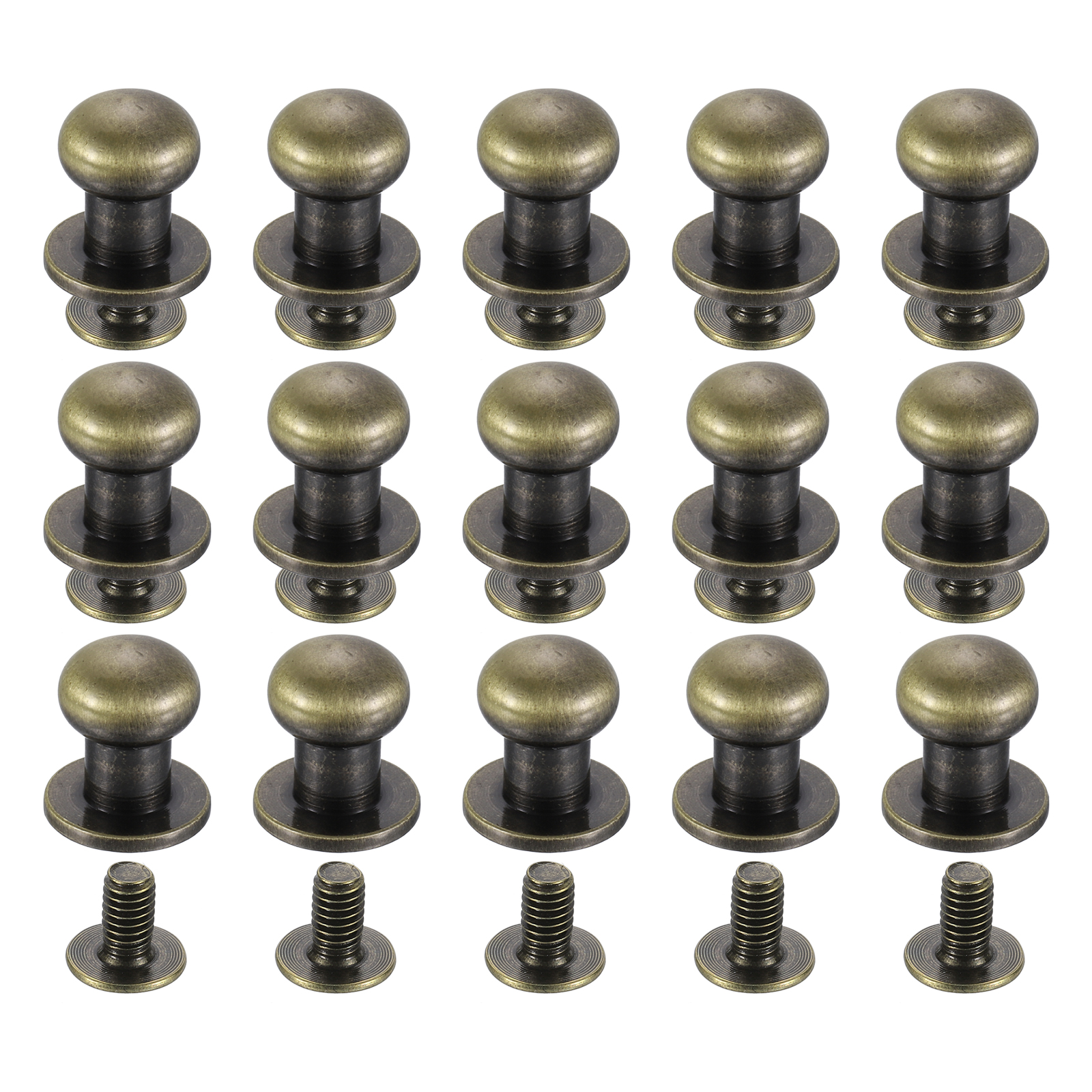 15Sets Brass Ball Head Stud Rivets, 8mm Screw Back Button Nipple Rivet ...