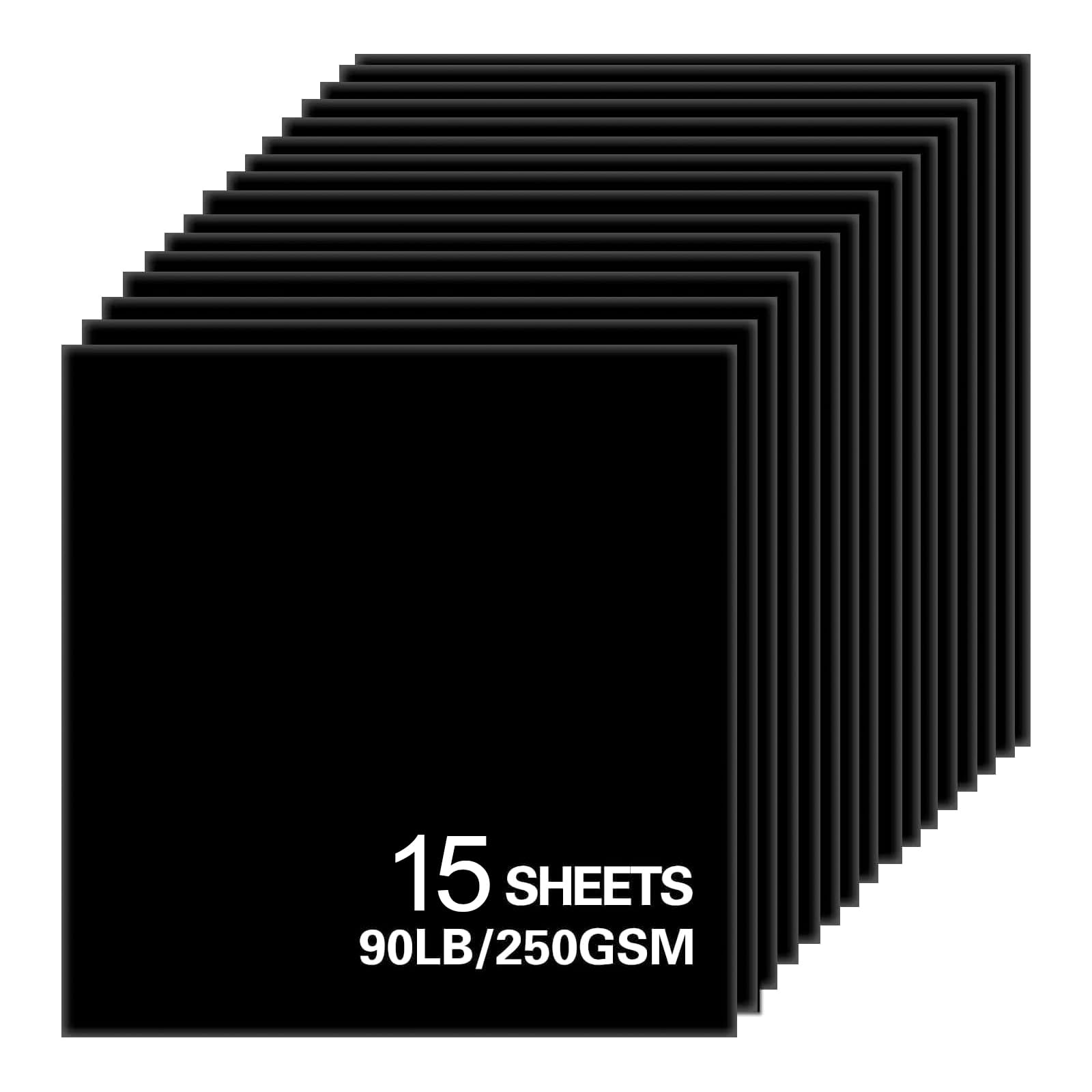 15Sheets Black Cardstock Paper, ESF27 12x12 Card stock for Cricut ...