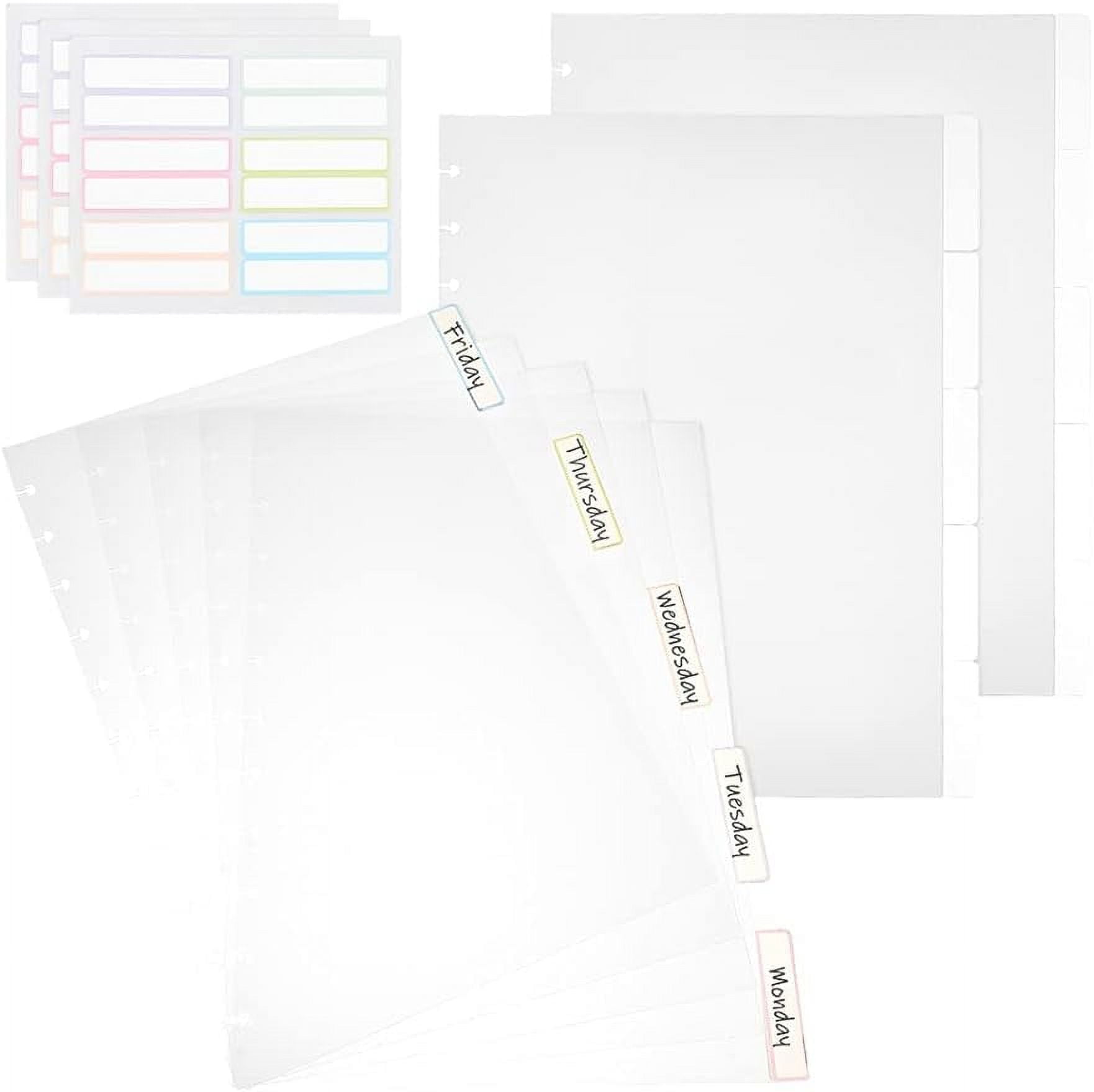 15Sheets Letter Poly Tab Dividers 11Holes Binder Index Page Divider for ...