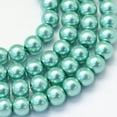 15Strand Baking Paint Glass Pearl Round Bead Strands Medium Aquamarine ...