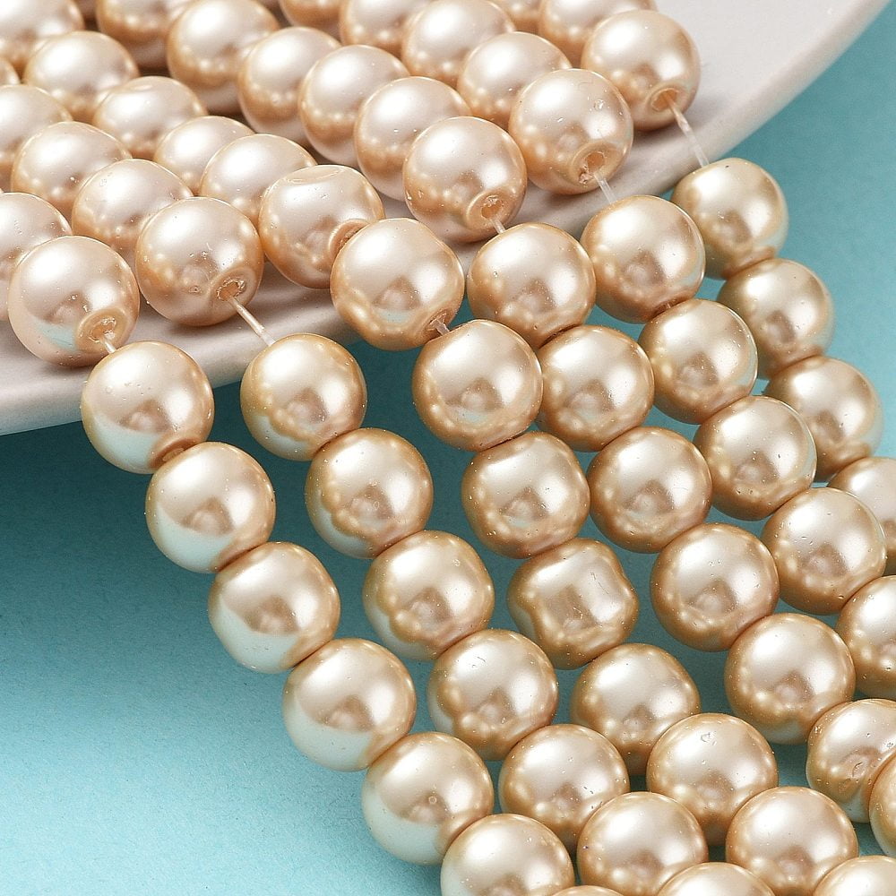 15Strand Baking Painted Pearlized Glass Pearl Round Bead Strands ...