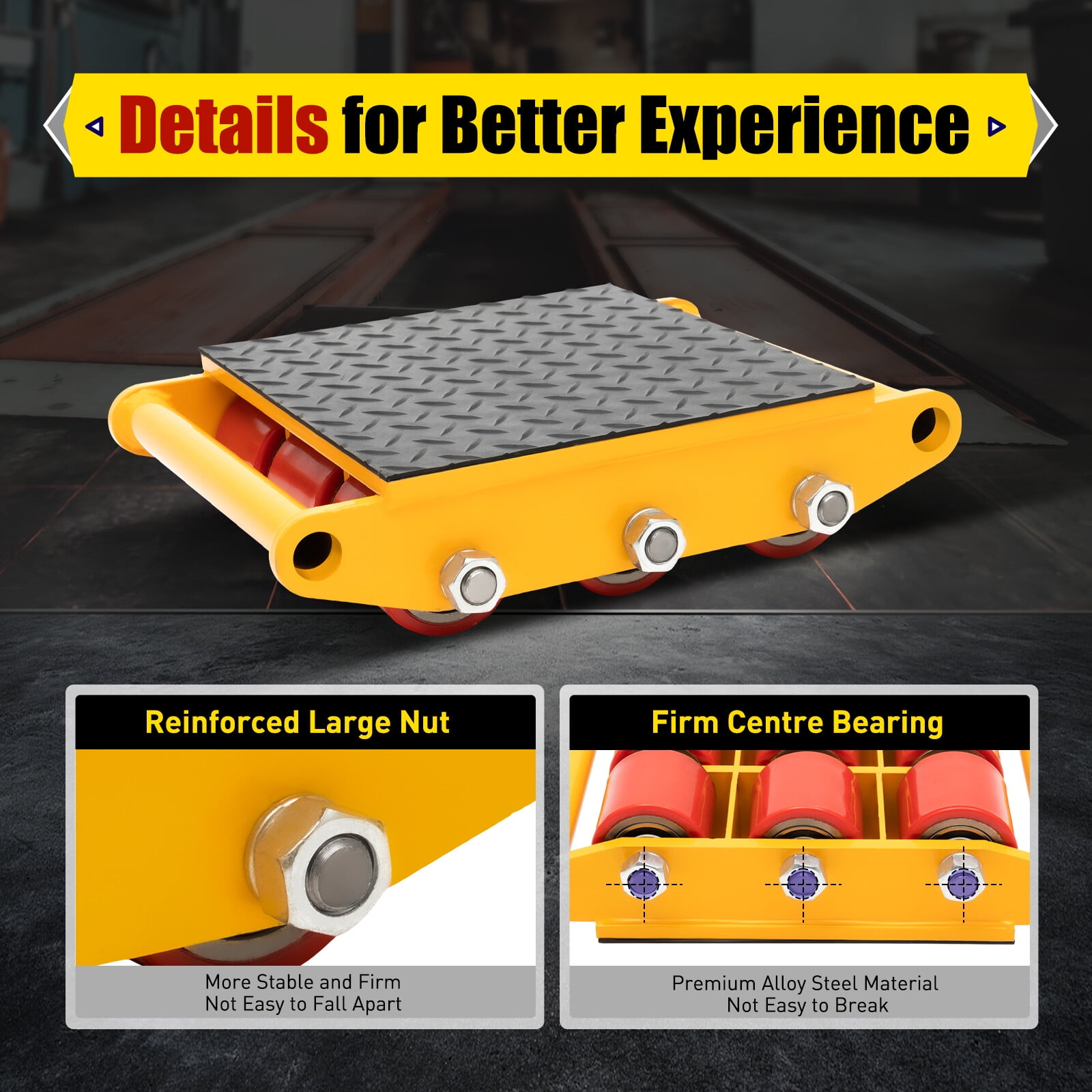 15T Machinery Mover Heavy Machine Dolly Equipment Roller Skates 9 ...