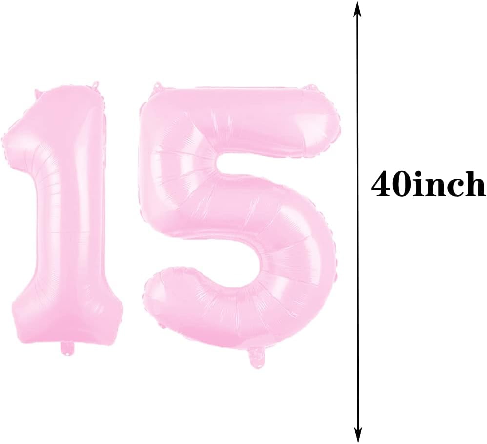 15Th Birthday Balloon 15Th Birthday Decorations Pink 15 Balloons Happy ...