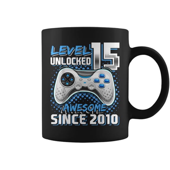 15Th Birthday Boy Level 15 Gamer 15 Year Video Game Party Coffee Mugs ...