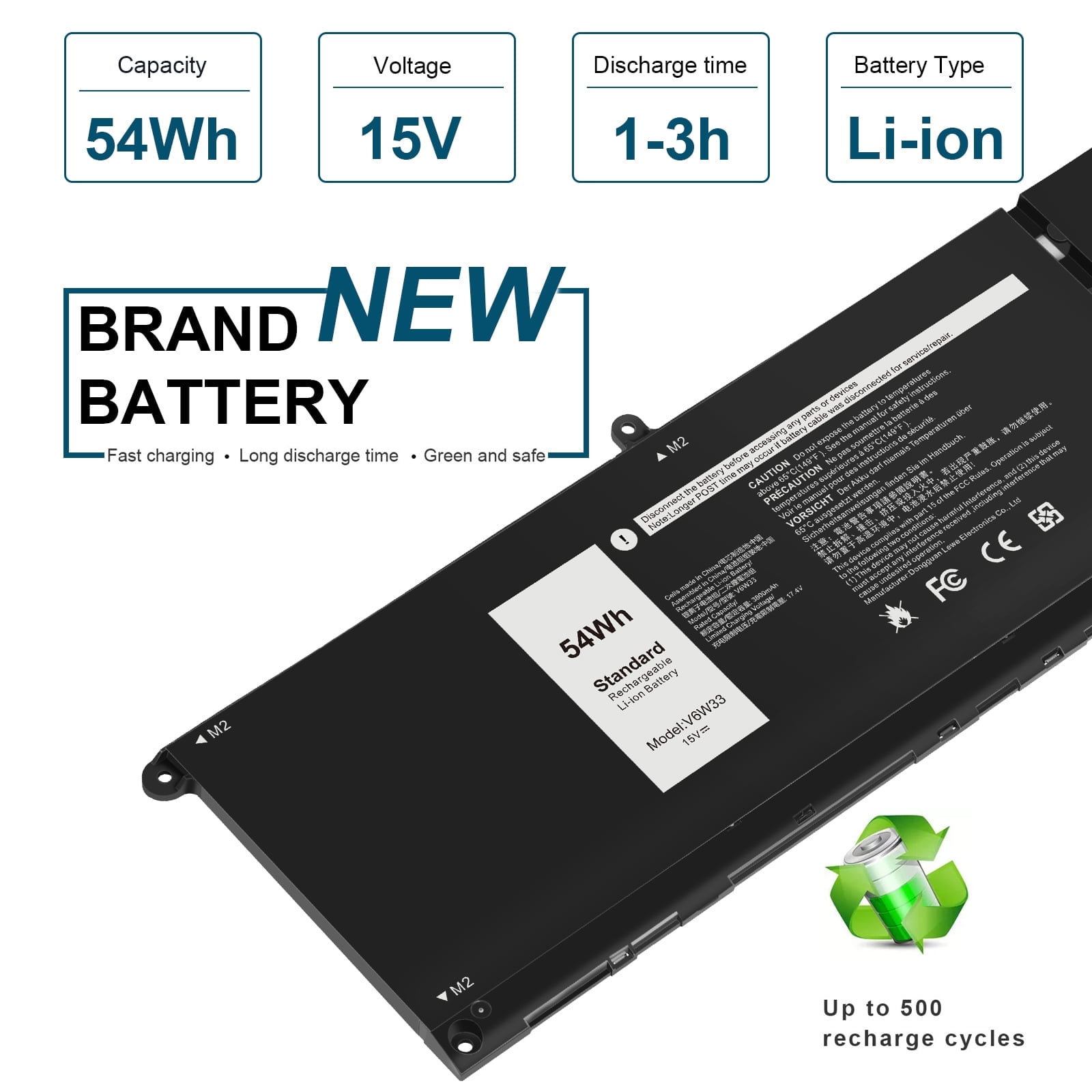 15V 54WH V6W33 Battery for Dell Inspiron 3510 3511 3515 5310 5410 5418 ...