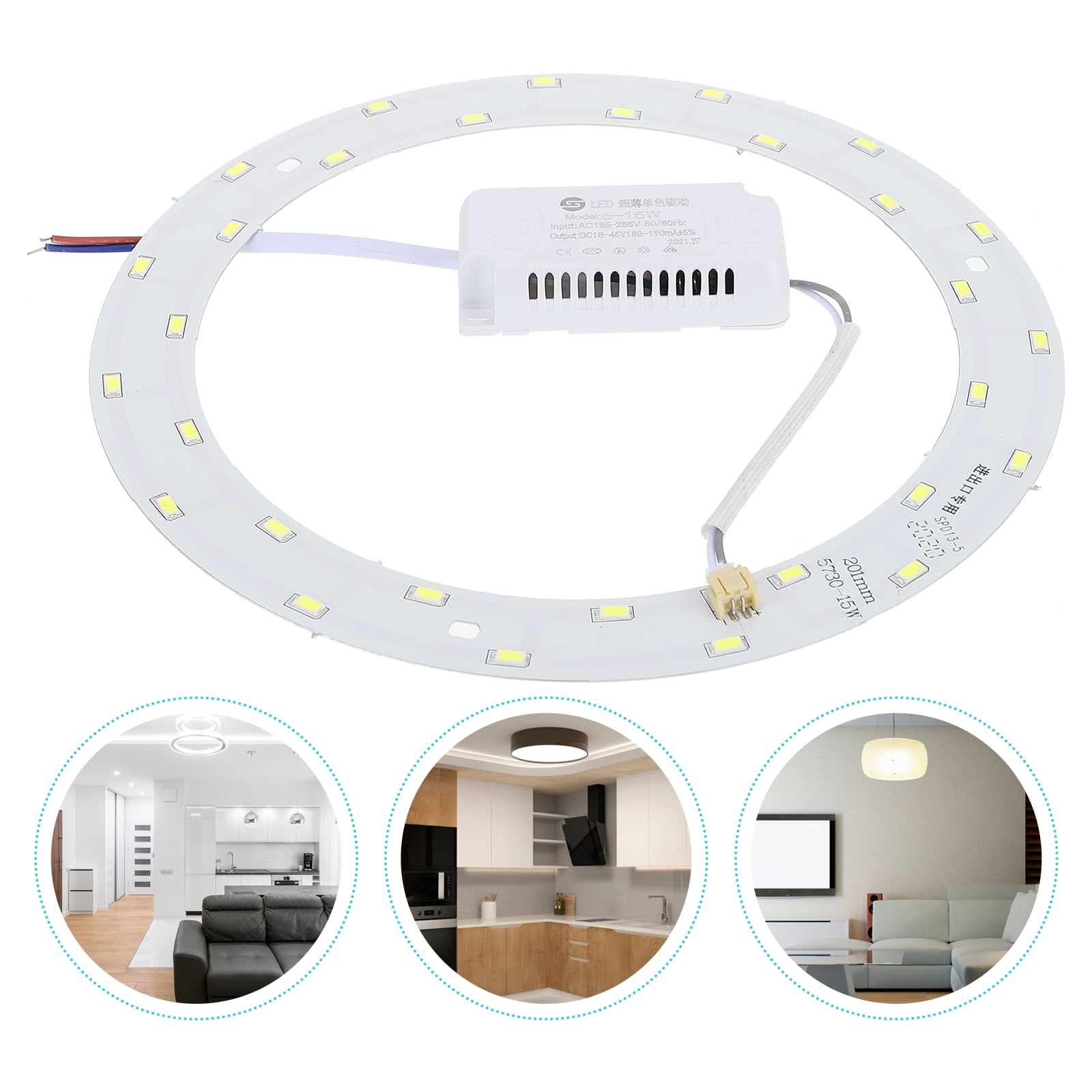 15W 220V to 240V SMD 5730 30 LED Magnetic Circular Lamp Ceiling Light Pure White - Walmart.com