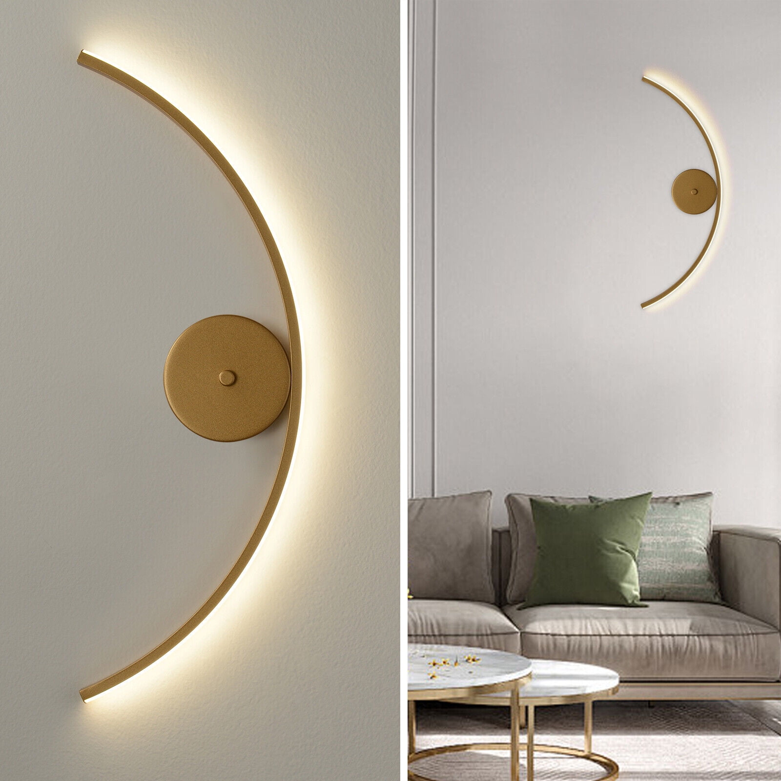 15W 3 Light Gold Modern LED Wall Light Sconce Metal Linear Wall Mounted ...